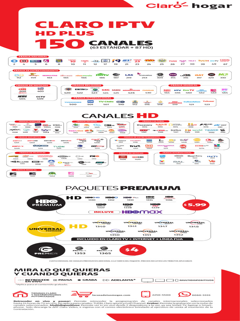 Canales y Planes de IPTV Claro | PDF | Radiodifusión