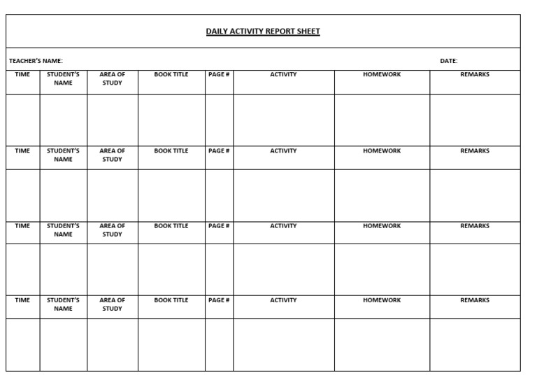 Daily Activity Report Template | PDF
