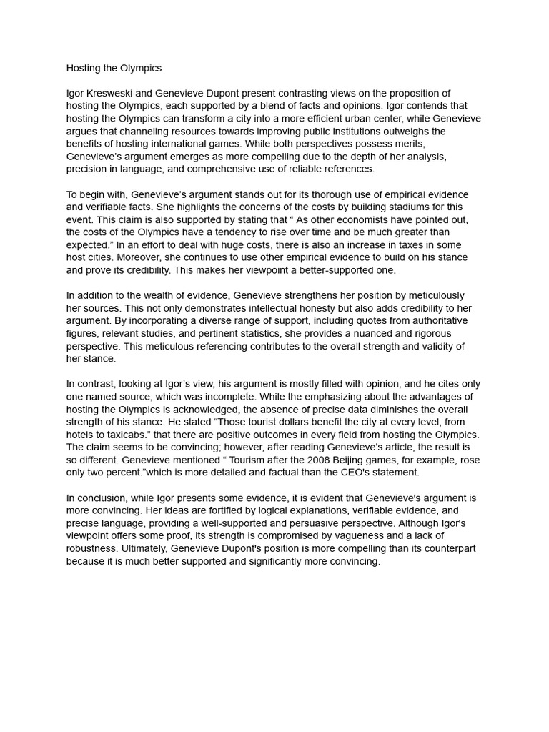 Hosting The Olympics | PDF