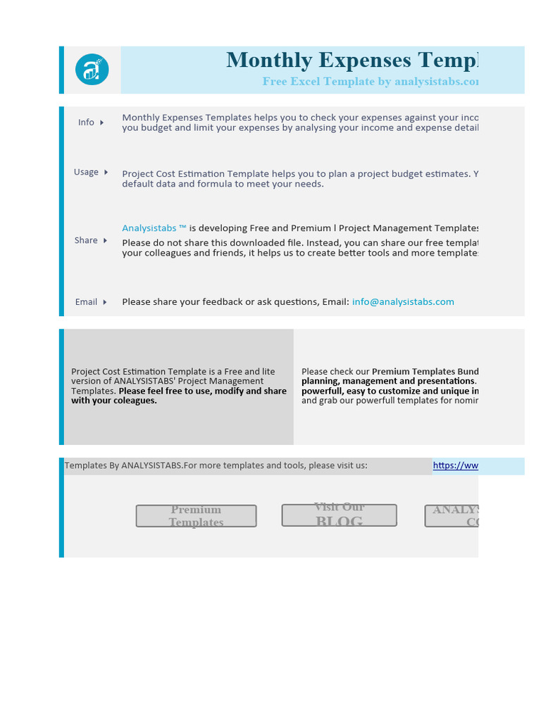 Monthly Expenses Template | PDF