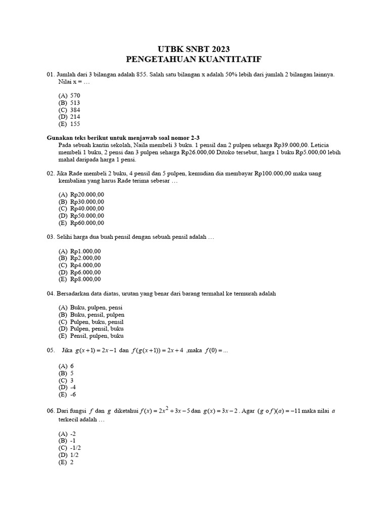 Soal PK Utbk 2023 | PDF