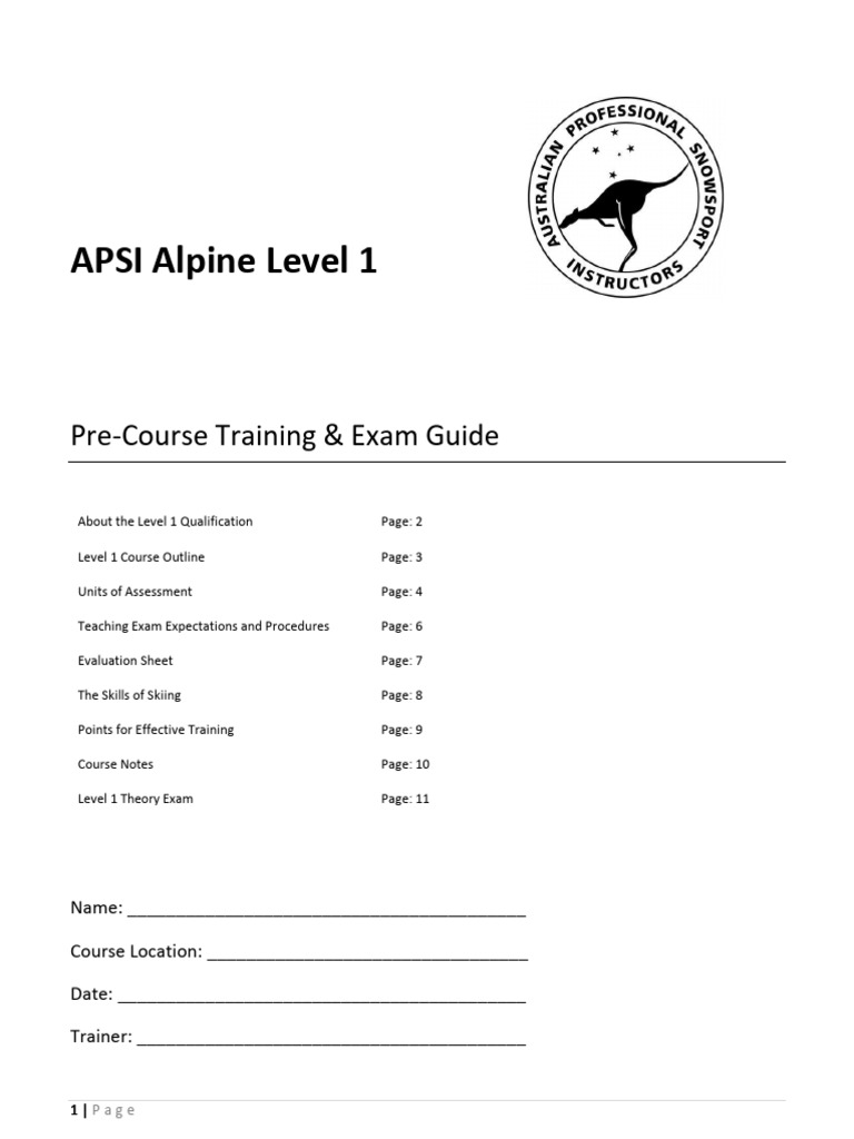 APSI Alpine Ski Instructor Course Material | PDF