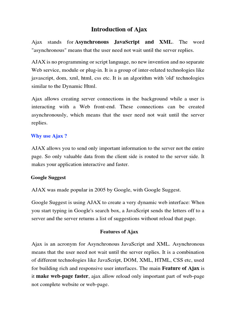 Introduction of Ajax | PDF Introduction of Ajax | PDF