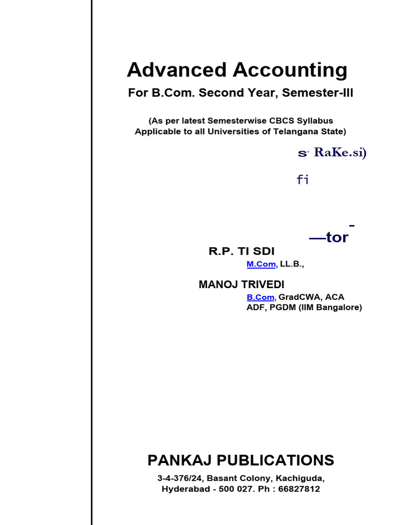 Advanced Accounting for B.Com Sem 3 | PDF | Finance & Money Management