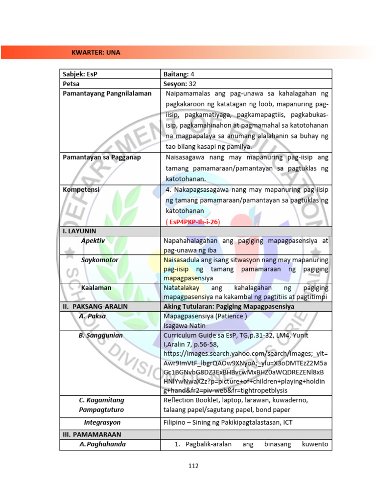 EsP4 Q1 Sesyon32 | PDF