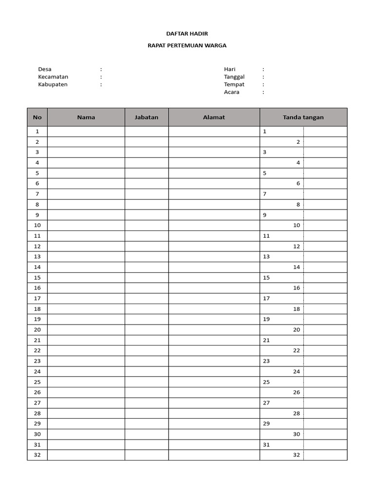 Daftar Hadir | PDF