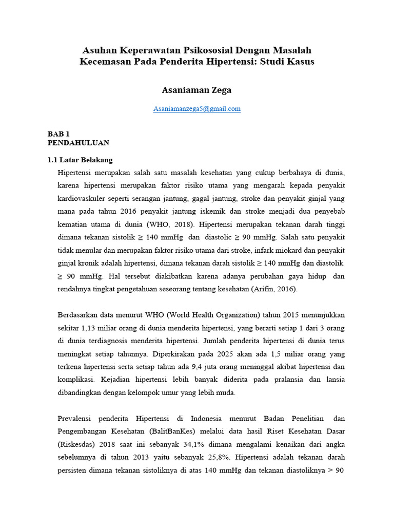 ASANIAMAN Ambil Pathway Hipertensi Ansietas | PDF