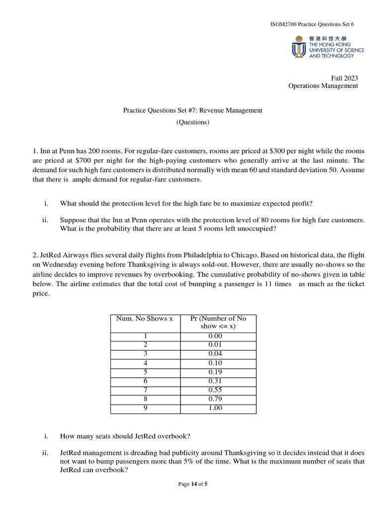 ISOM2700 Practice Set7 Question | PDF
