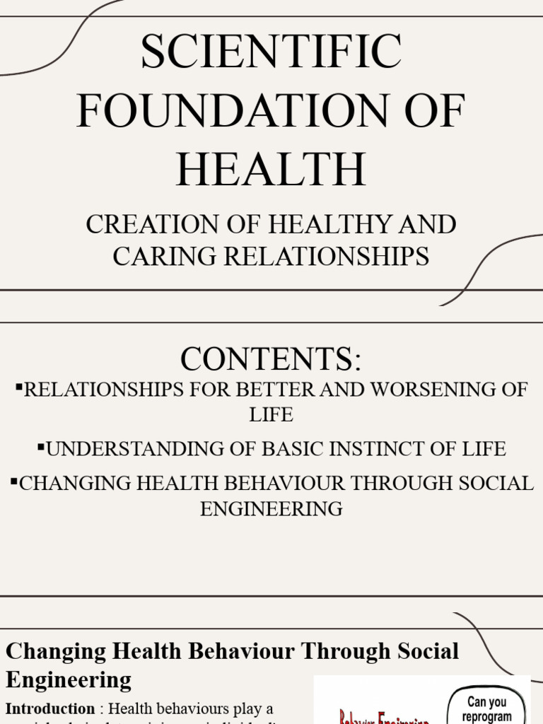Scientific Foundation of Health: Creation of Healthy and Caring Relationships | PDF