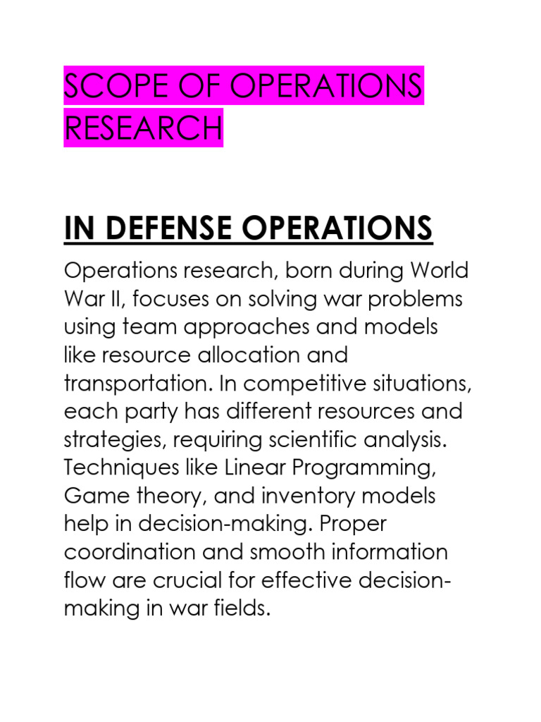 Scope of Operations Research | PDF
