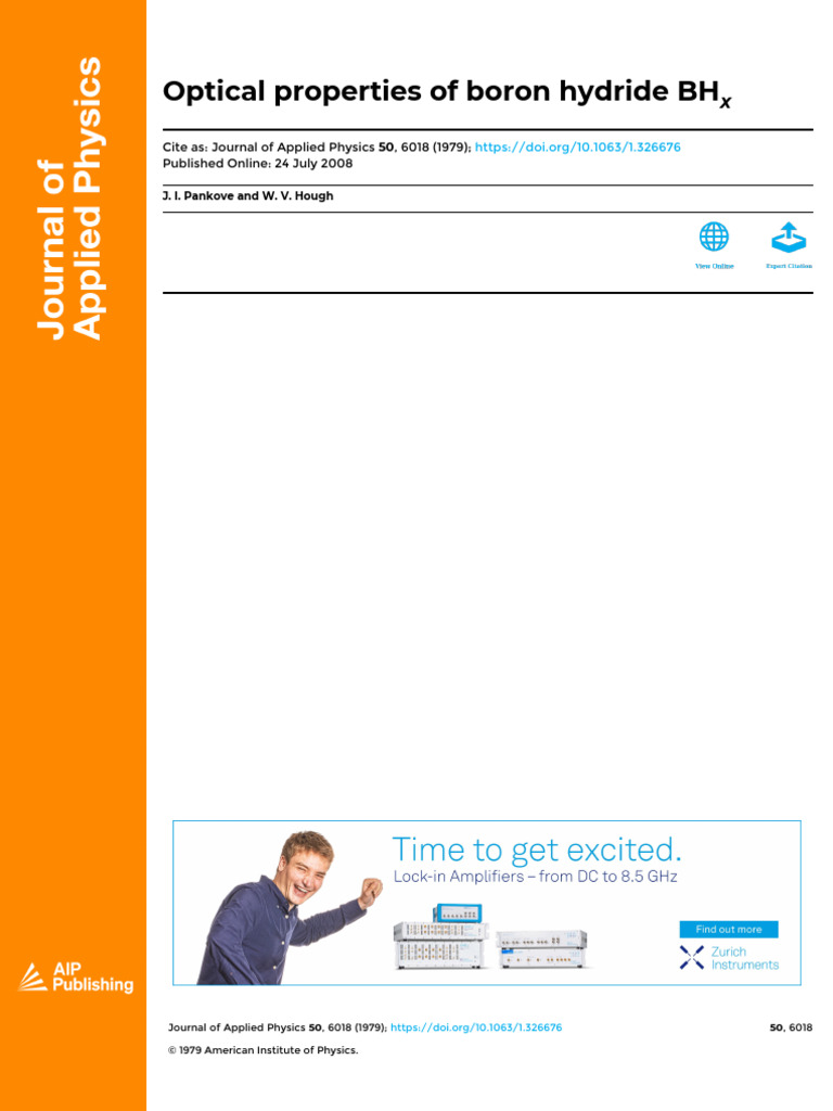 1979 Optical Properties of Boron Hydride BHX | PDF