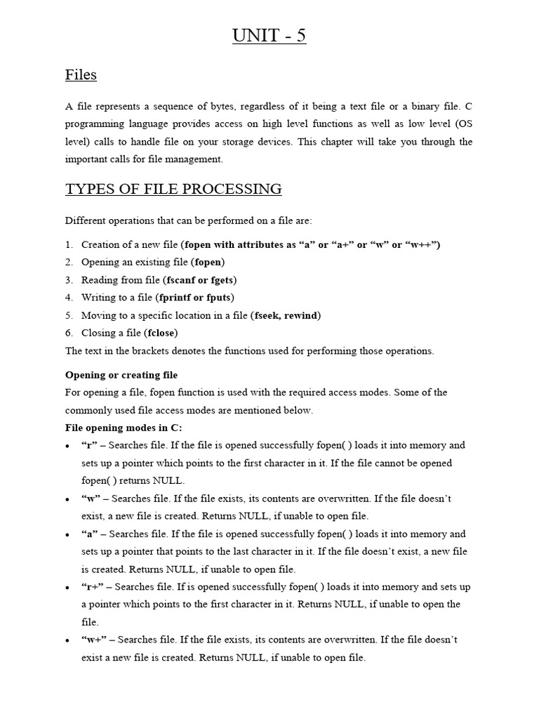 Unit 5 C | PDF | Computer File | Pointer (Computer Programming) Unit 5 C | PDF | Computer File | Pointer (Computer Programming)