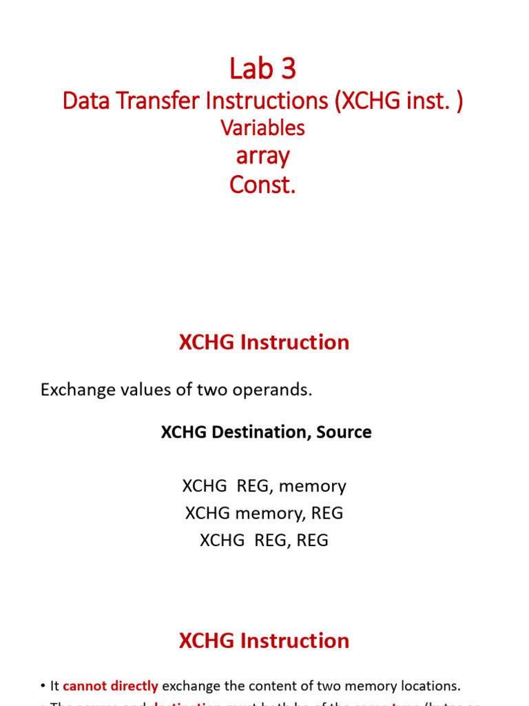 XCHG Instruction Data Transfer Guide | PDF