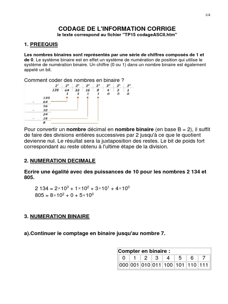 Codage Information Corrige | PDF