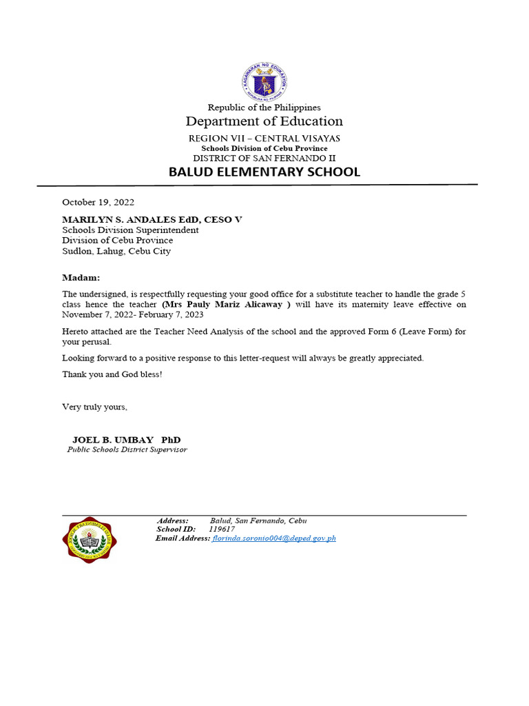 Request for Substitute Teacher Approval | PDF
