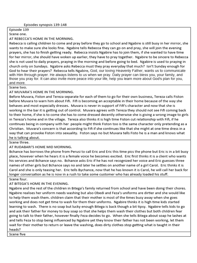 Ikirezi Episodes Synopsis 139-148 | PDF