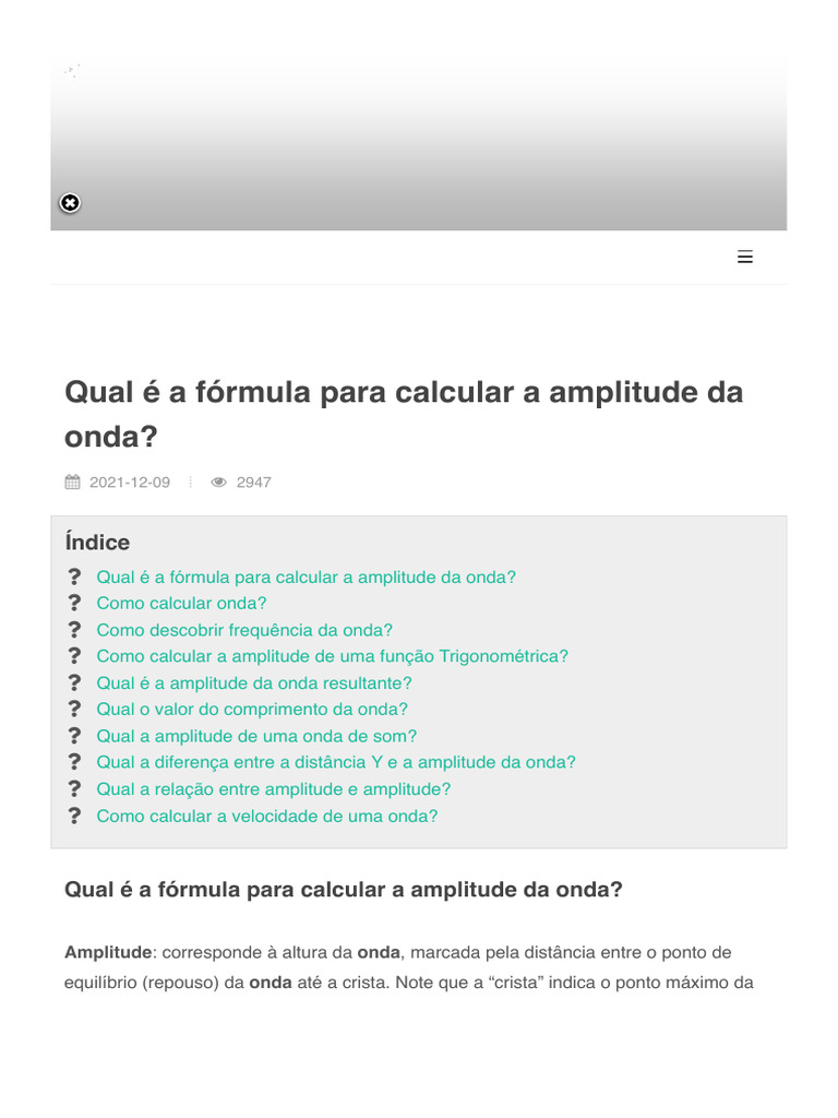 Qual É A Fórmula para Calcular A Amplitude Da Onda? | PDF | Ondas ...