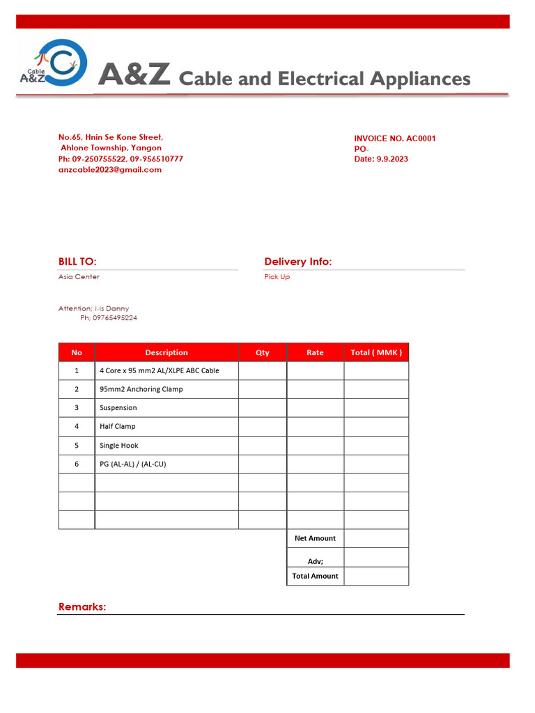 Asia Center Invoice 1 | PDF