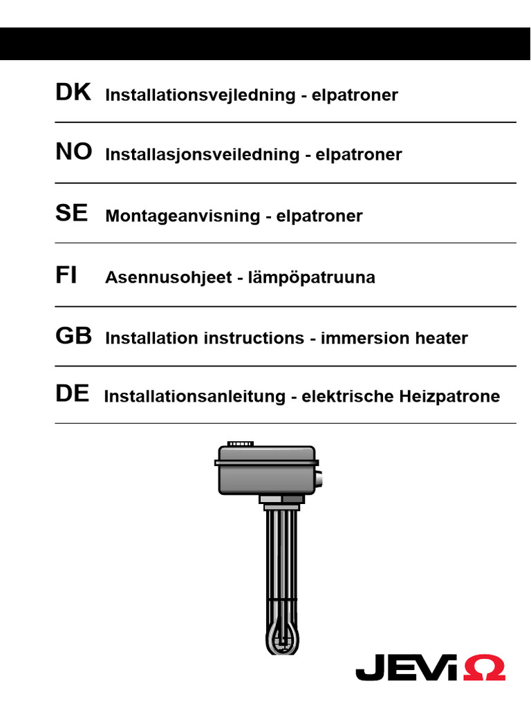 Jevi - Installation Instructions - Immersion Heater | PDF