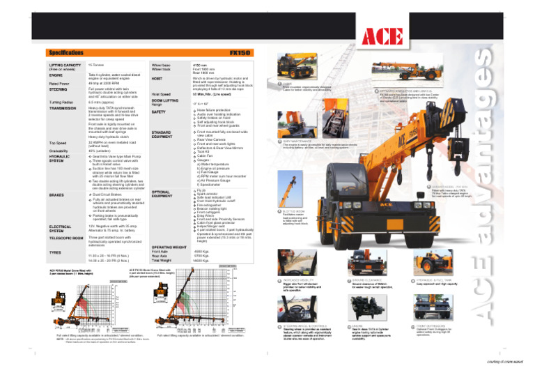 Action Construction Equipment Ace Fx150 Cranes Material Telehandlers | PDF