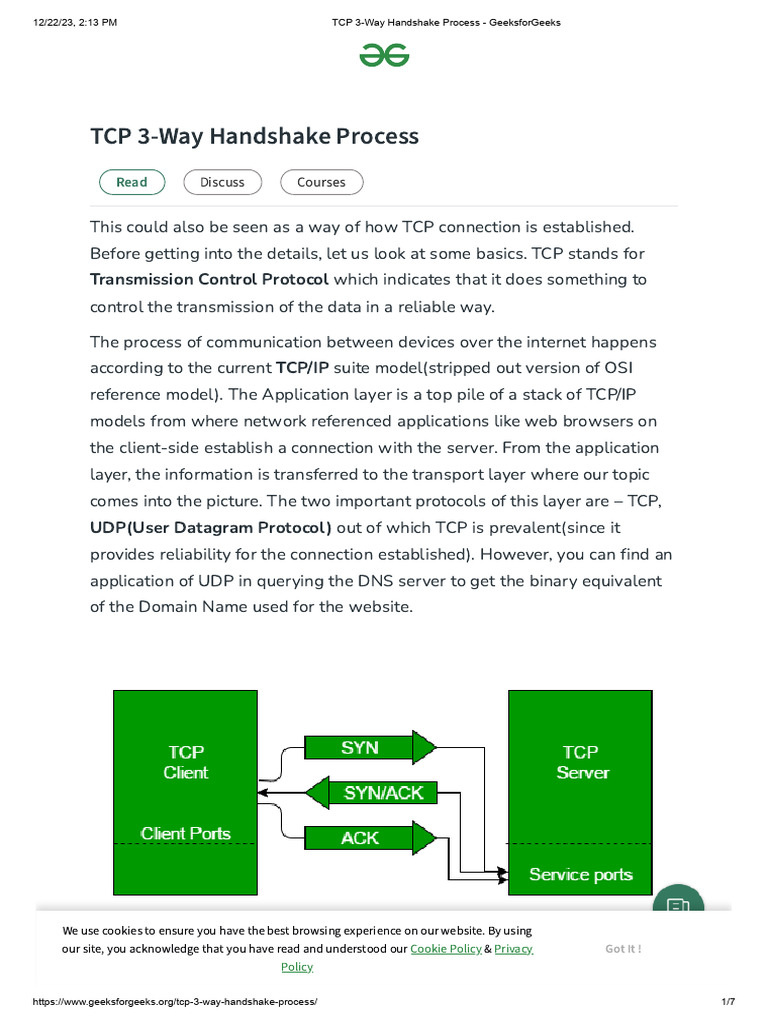 TCP 3-Way Handshake Process | PDF