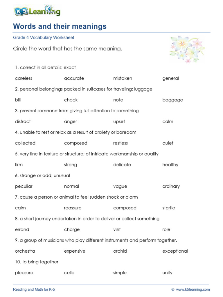 grade-4-words-meanings-1 | PDF | Baggage