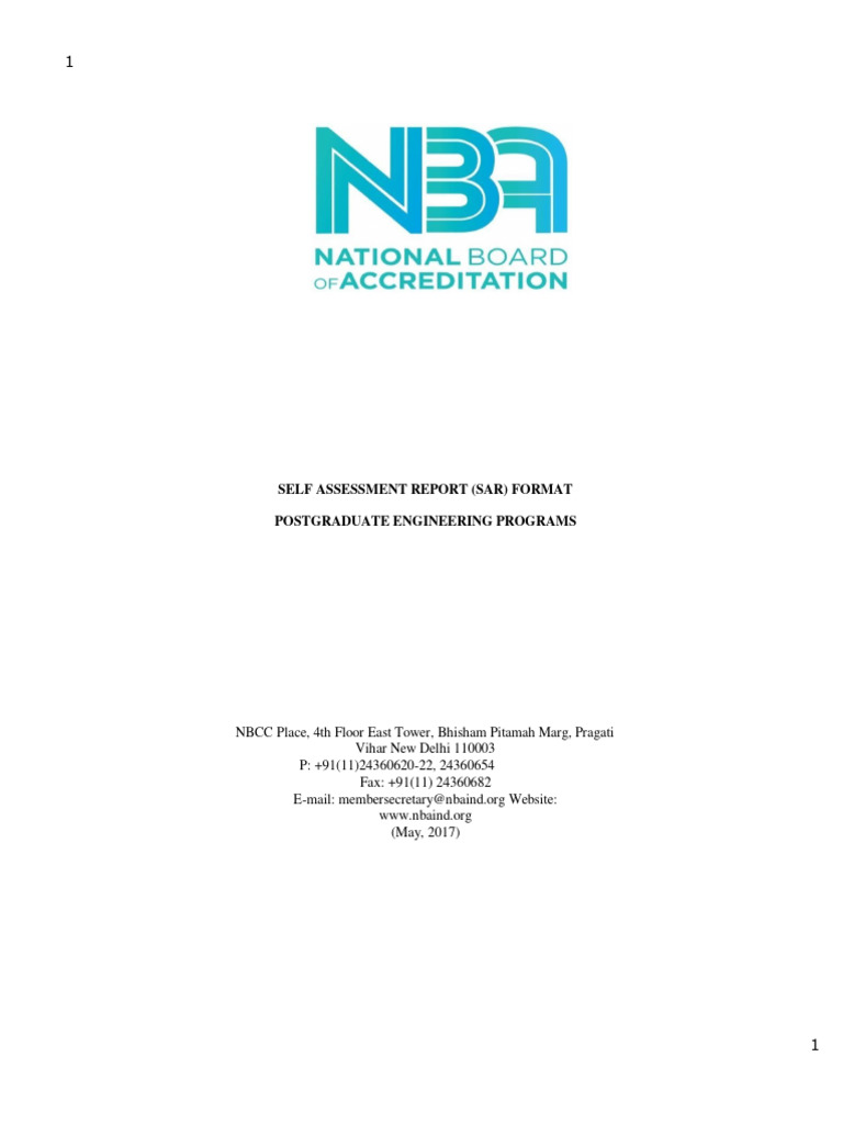 Self Assessment Report for PG Engineering Accreditation | PDF | Business