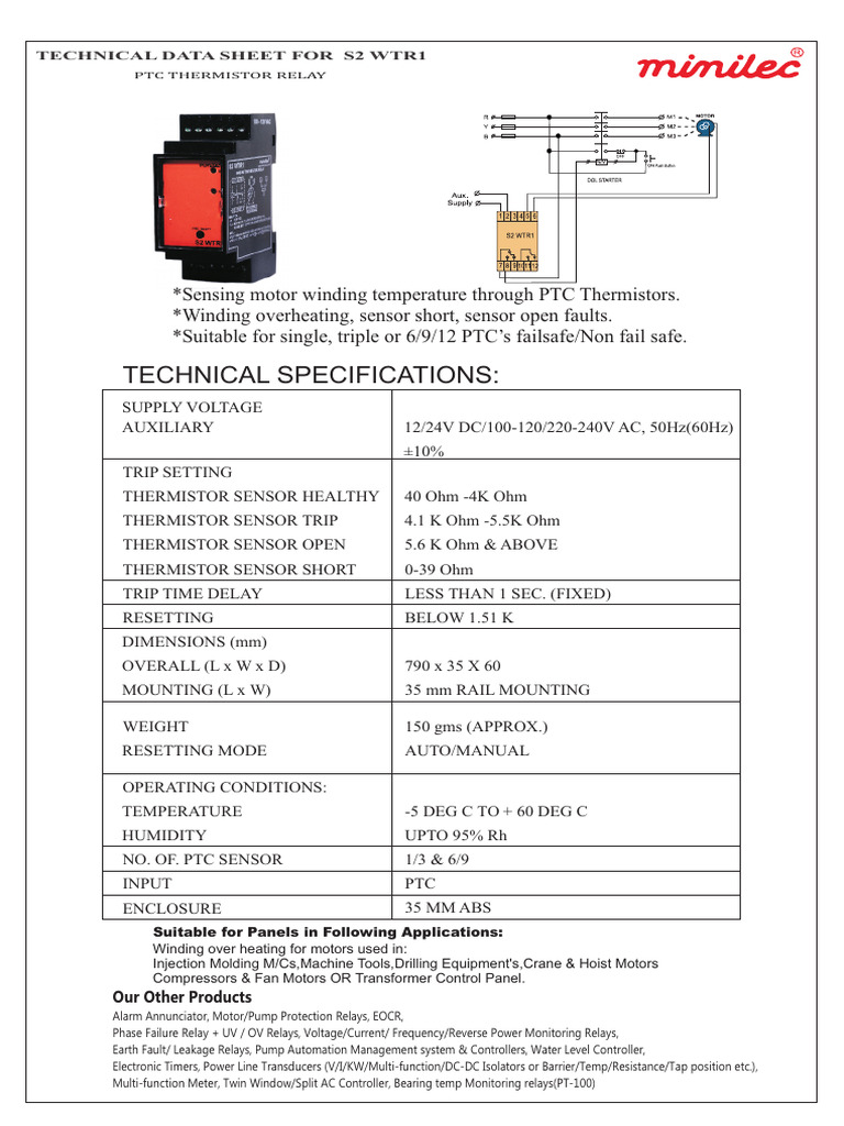 S2 WTR1 PTC Thermistor Relay Data | PDF