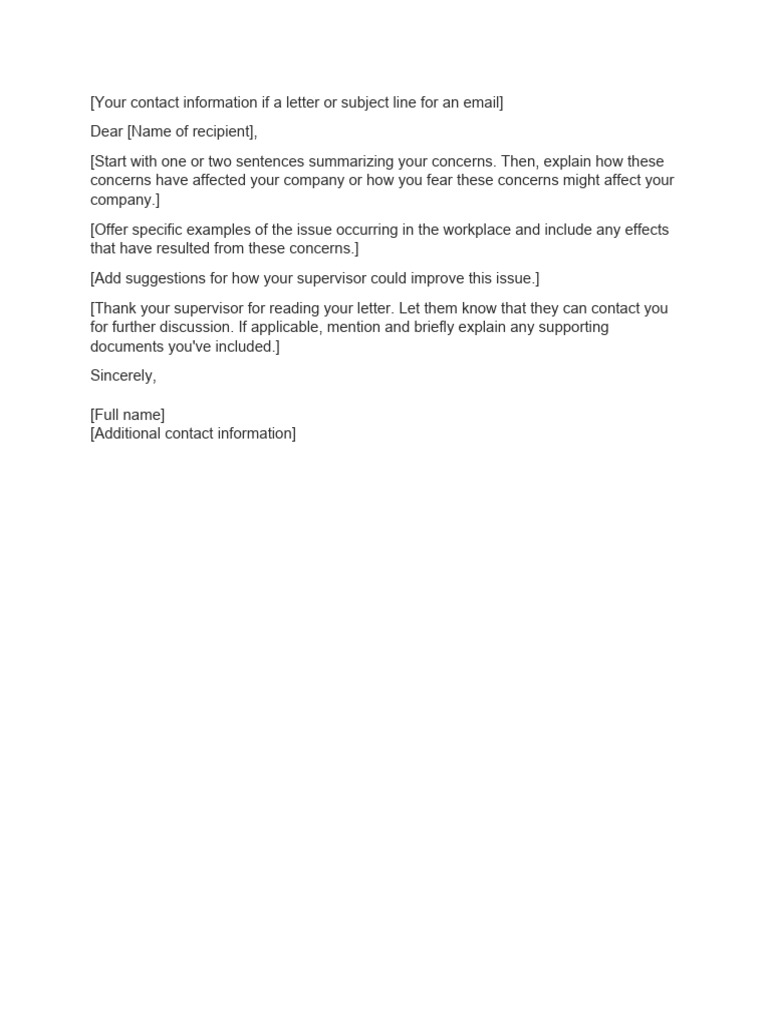 Sample Concern Letter Template | PDF | Career & Growth