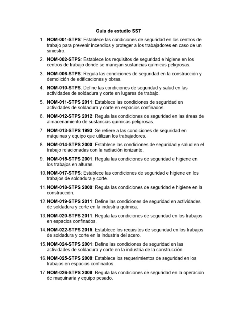 Guía de Estudio SST | PDF