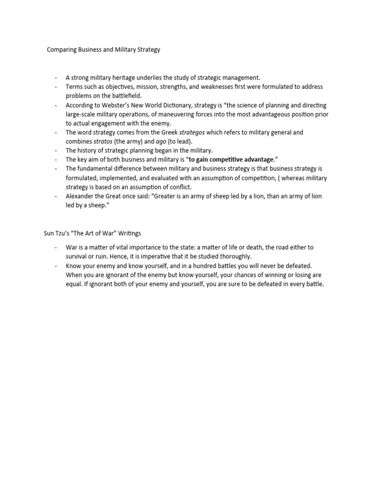 Military Insights for Business Strategy | PDF | Military Strategy ...