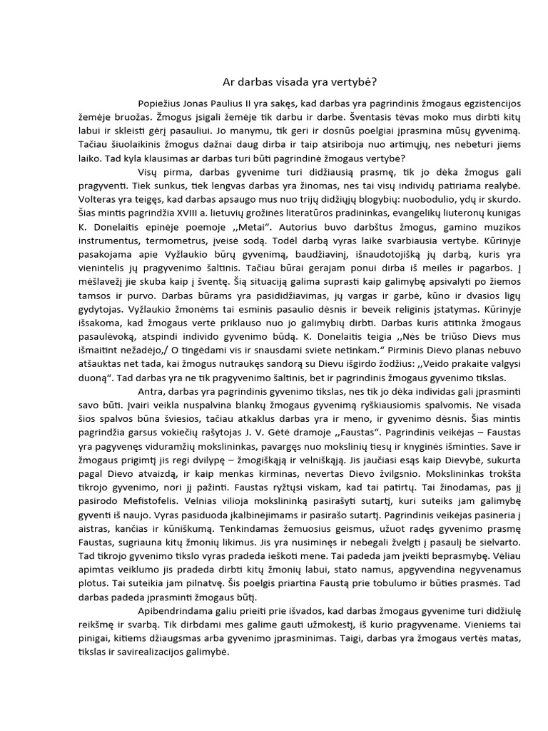 Ar Darbas Visada Yra Vertybė | PDF