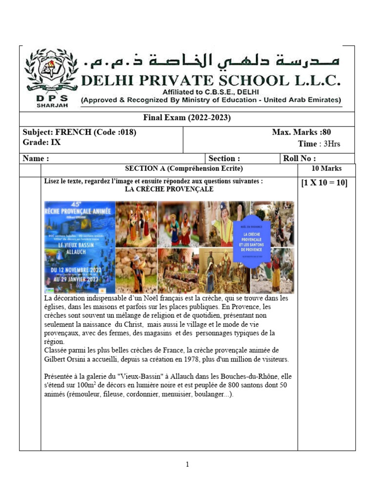 G9-final EXAM sample paper QP 1 | PDF