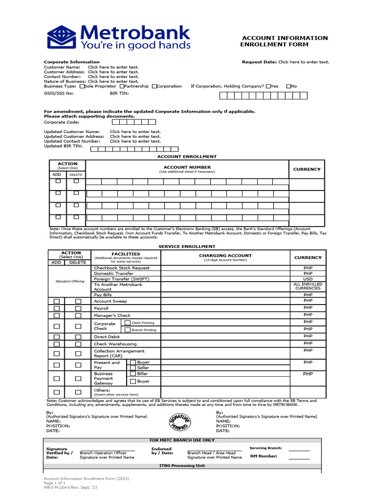 MBT_Account Information Enrollment Form | PDF