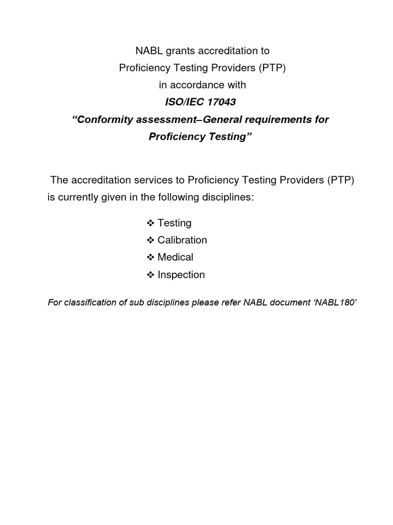 Proficiency Testing Providers | PDF