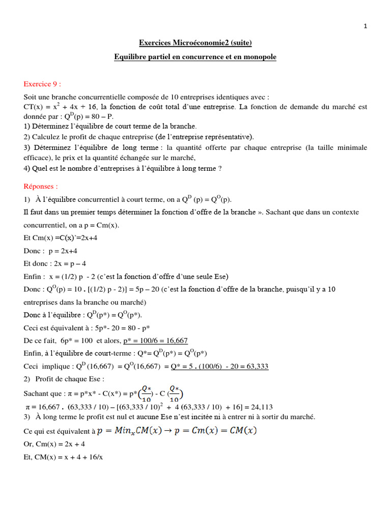 Pr. SAMIRA BENJELLOUN Exercices Microéconomie | PDF | Ordinateurs
