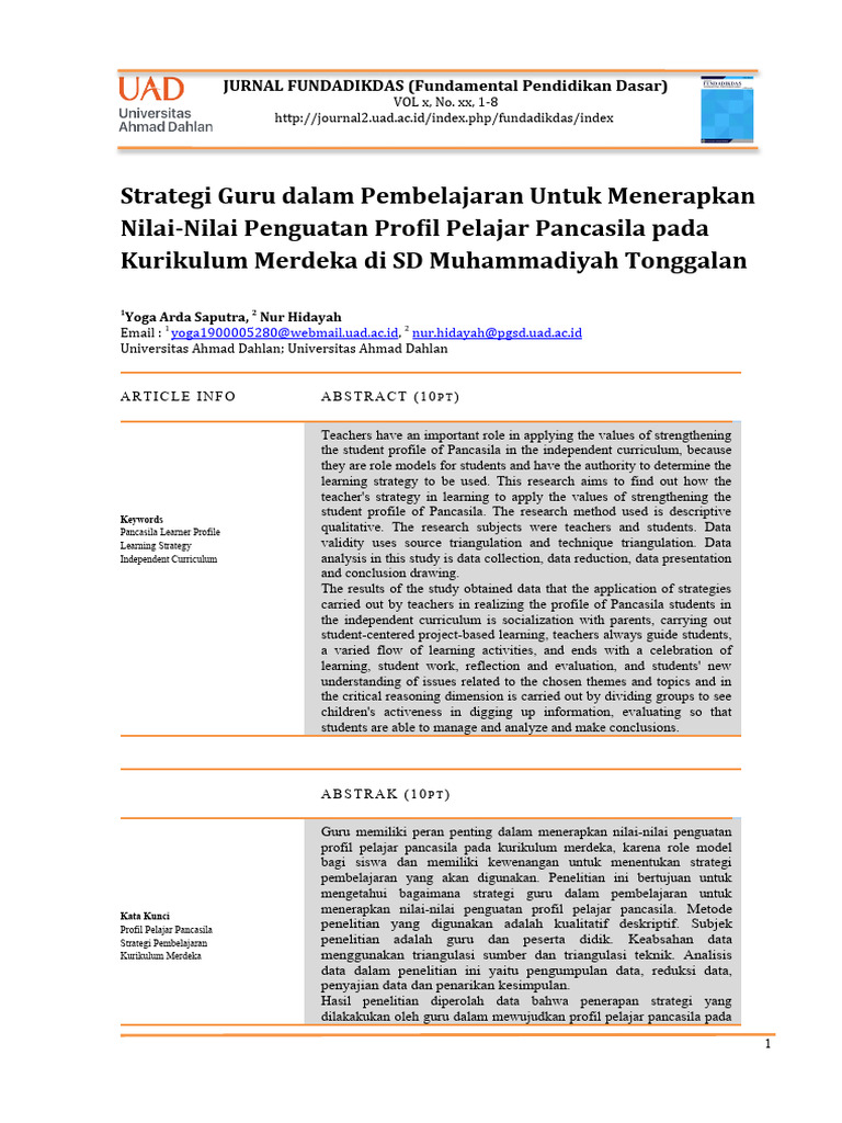 Jurnal Skripsi Kurikulum Merdeka | PDF