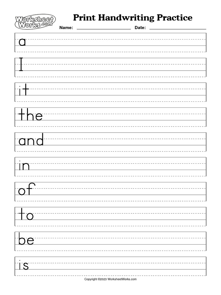 WorksheetWorks Print Handwriting Practice 1 | PDF WorksheetWorks Print Handwriting Practice 1 | PDF