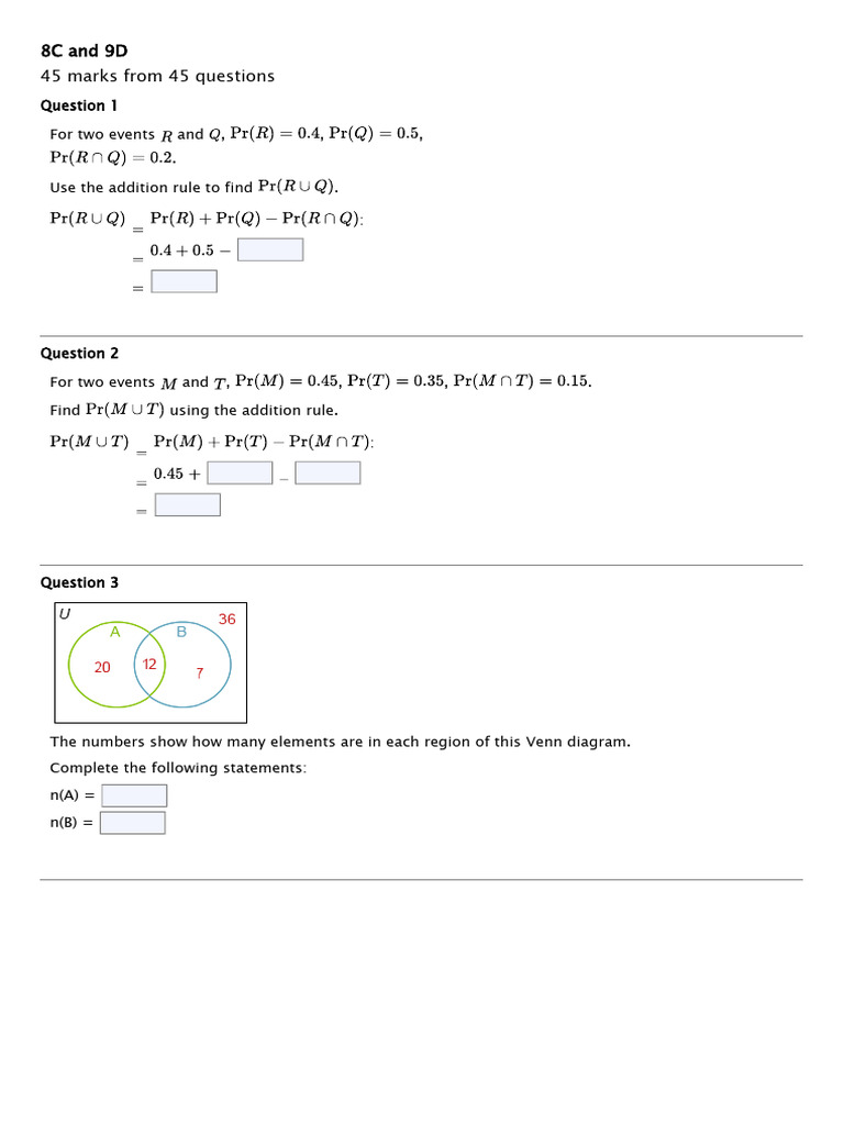 8C and 9D 45 Marks From 45 Questions | PDF