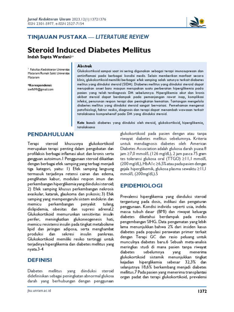 Steroid Induced Diabetes Mellitus | PDF