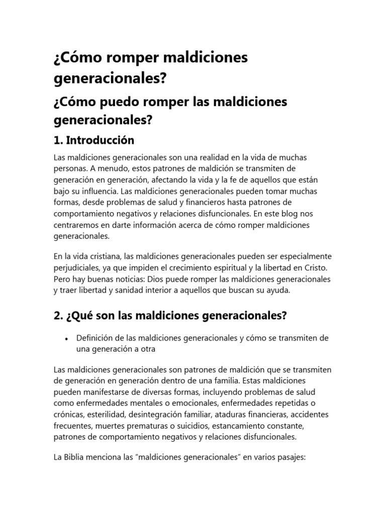 Cómo Romper Maldiciones Generacionales | PDF