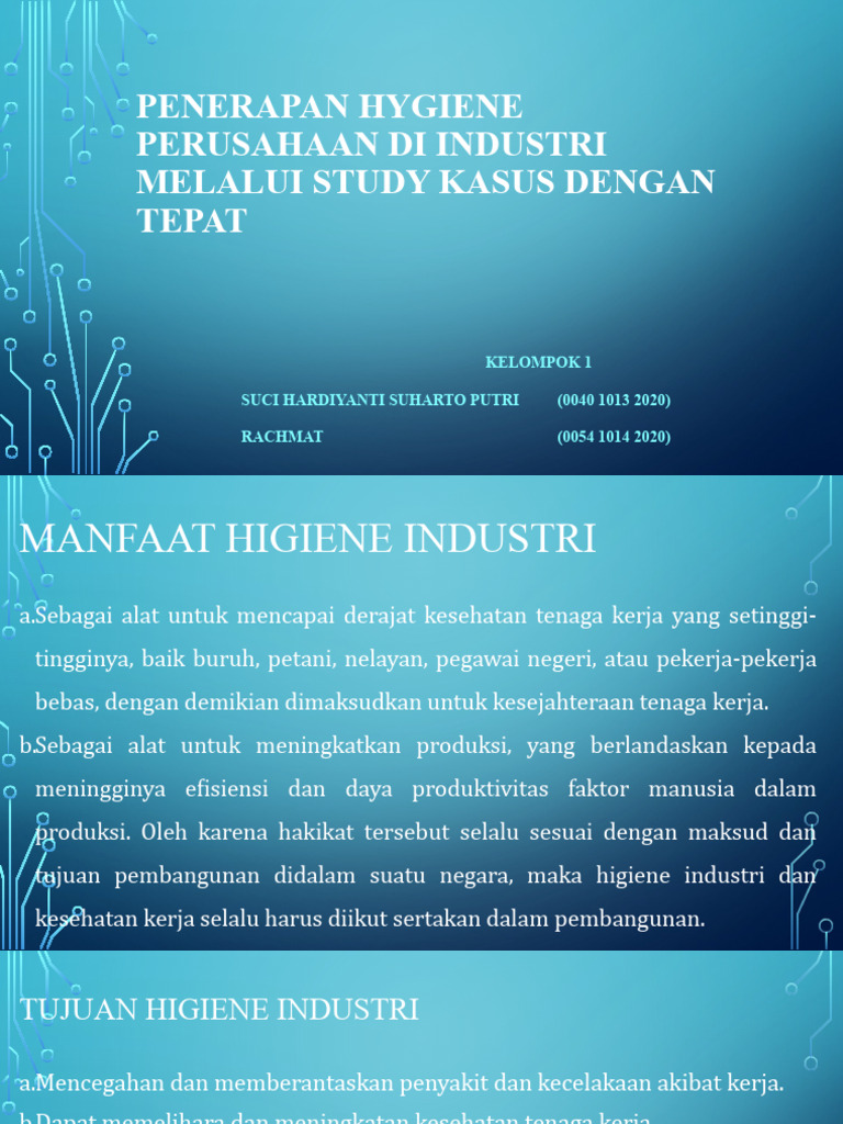 Penerapan Hygiene Perusahaan Di Industri Melalui Study Kasus | PDF ...