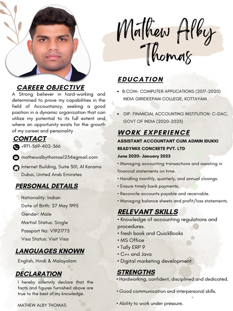 Mathew Alby Thomas 2 | PDF | Financial Services | Service Industries