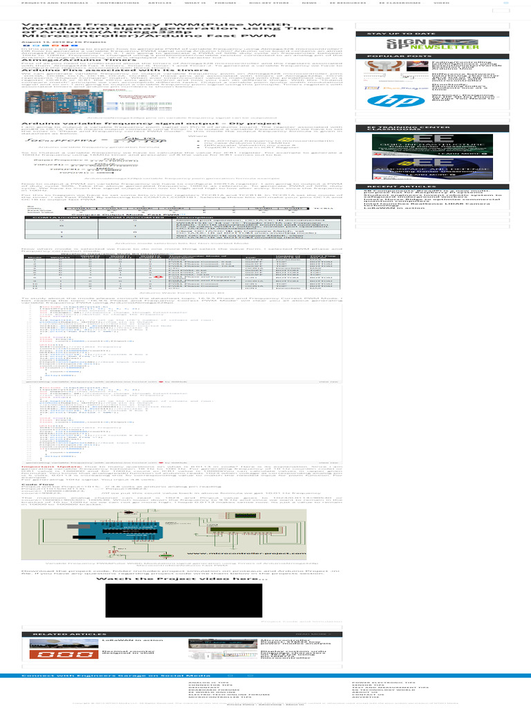 Variable Frequency PWM (Pulse Width Modulation) Signal Generation Using Timers of Arduino ...