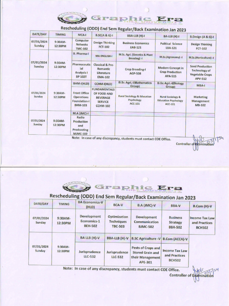 Rescheduling Exam | PDF