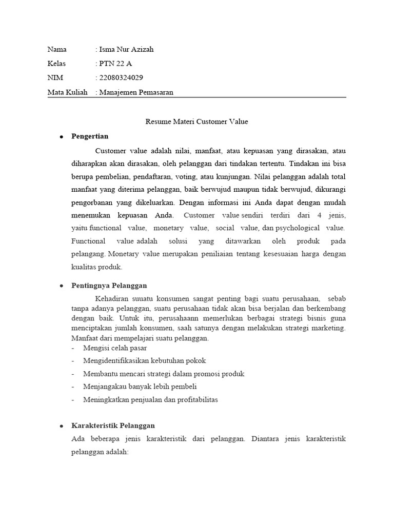 029 - Isma Nur Azizah - Manajemen Pemasaran | PDF | Bisnis | Pengelolaan Keuangan & Uang