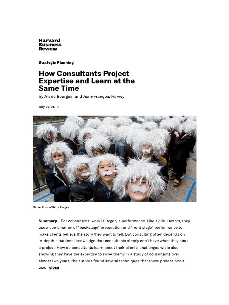 How Consultants Project Expertise and Learn at The Same Time | PDF ...