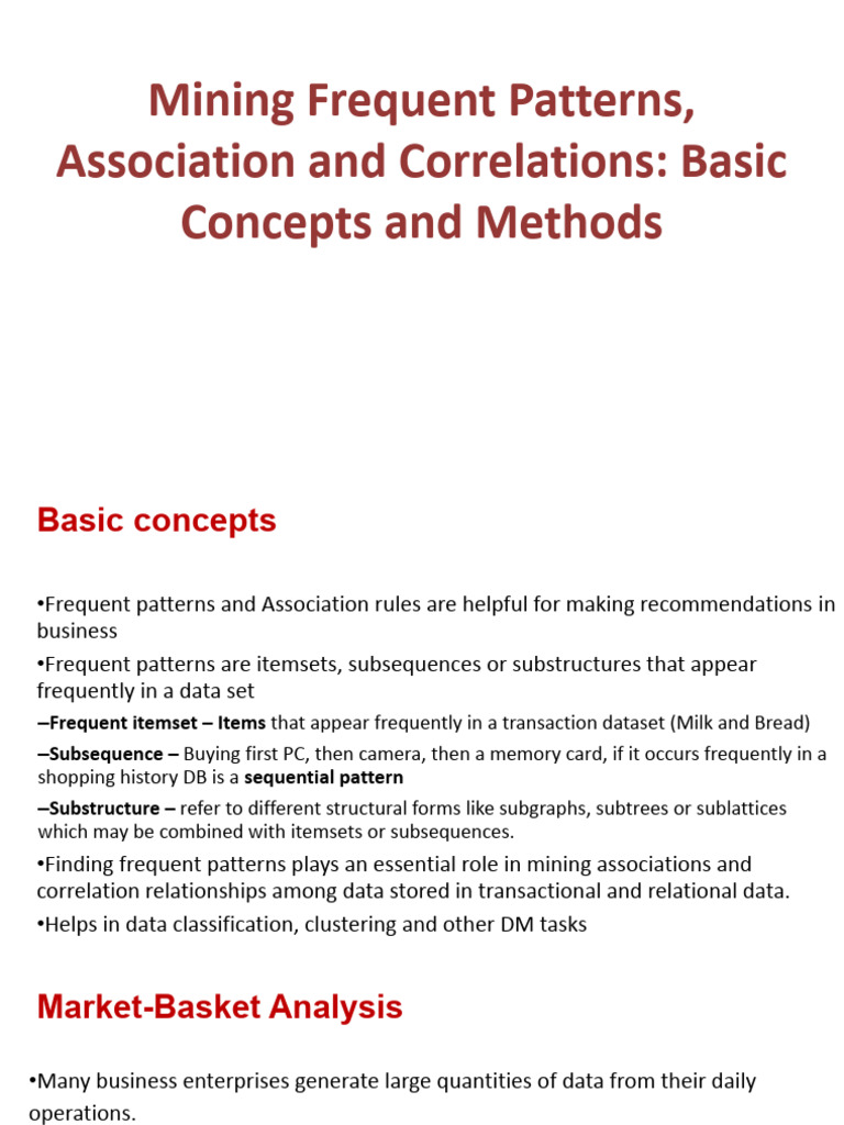 Mining Frequent Patterns, Association and Correlations - Basic Concepts and Methods | PDF