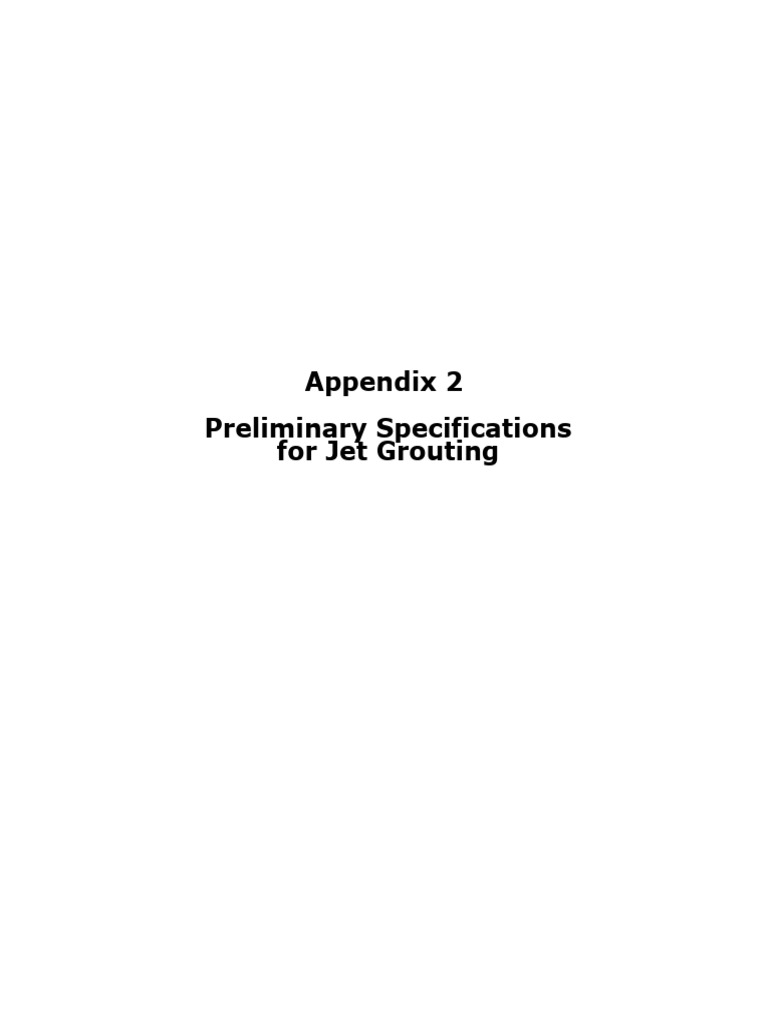 Jet Grouting Specifications for Stabilization | PDF