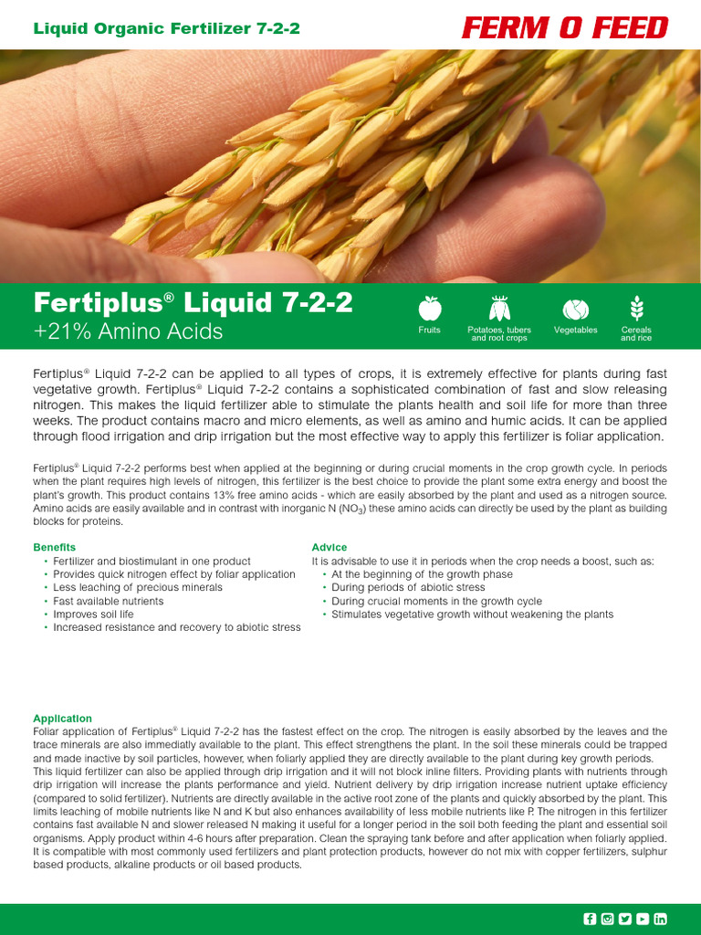 Fertiplus® Organic Liquid Fertilizer 7-2-2 ENG | PDF | Science ...